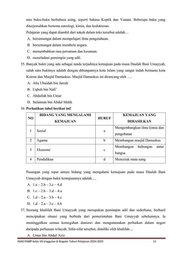SOAL_ٍASAS_PAI_KELAS 7 SEMESTER 1 TAHUN AJAR 2022 | PDF