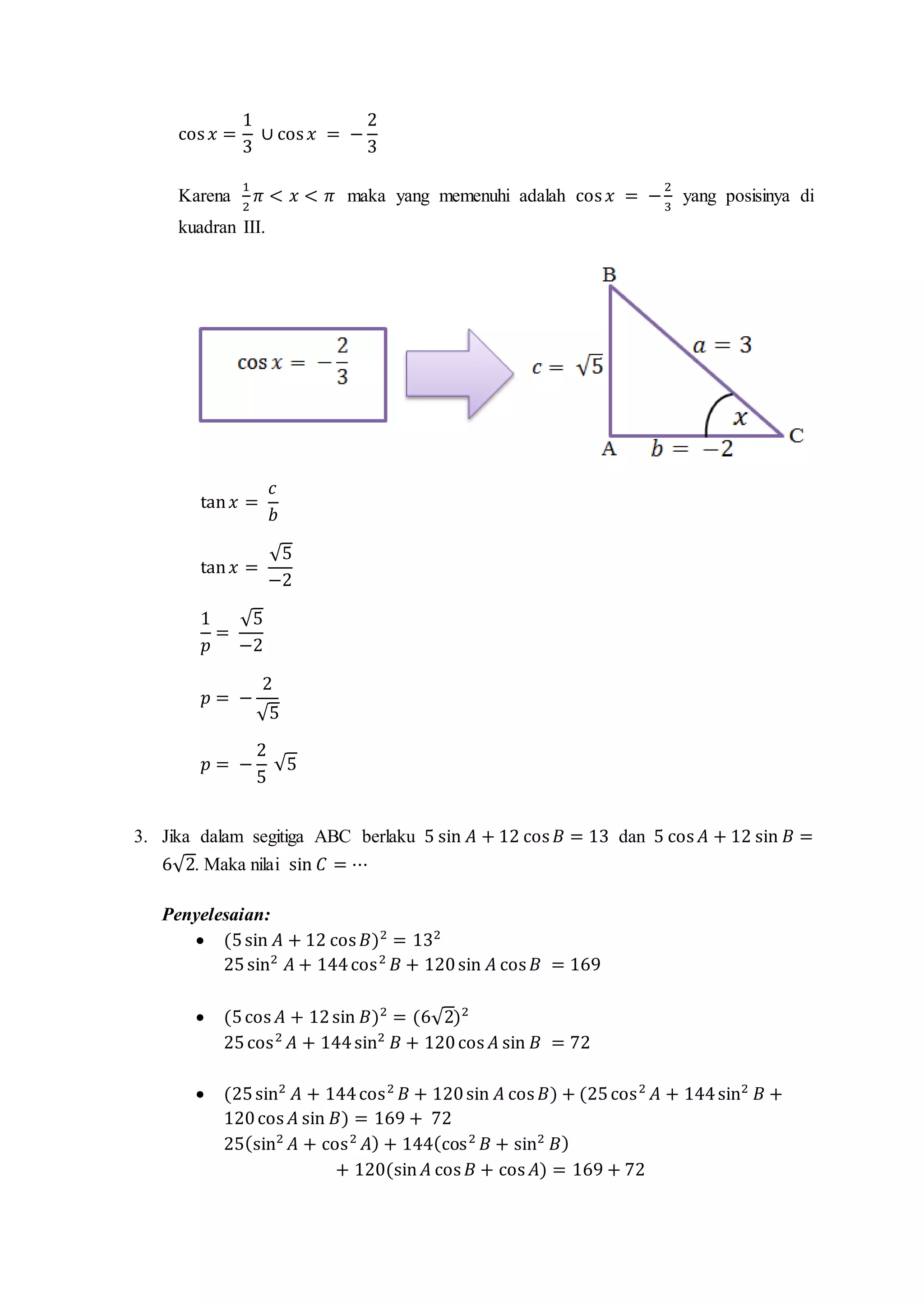 soal dan pembahasan trigonometri | DOCX