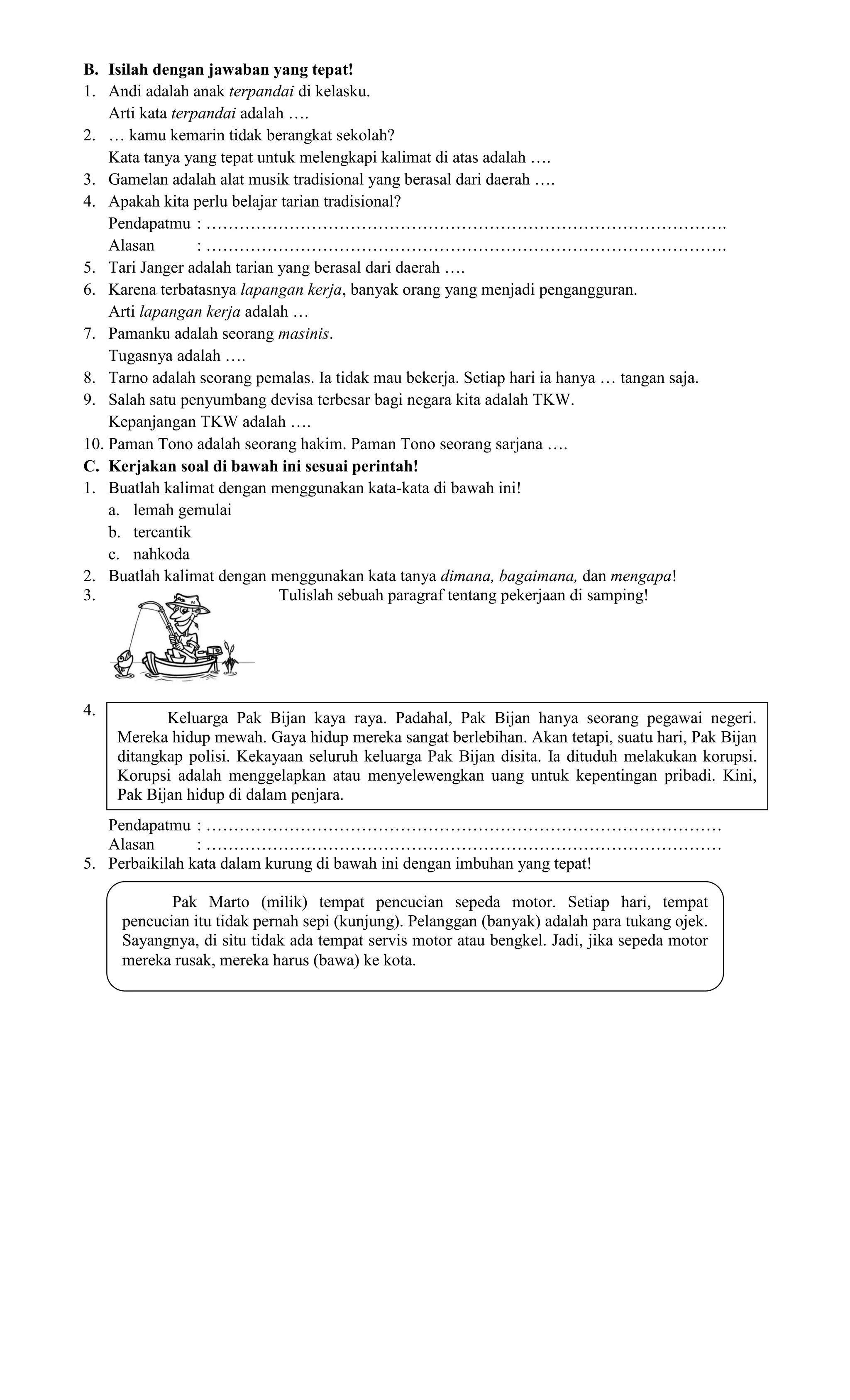 Soal bahasa indonesia kelas 5 | PDF