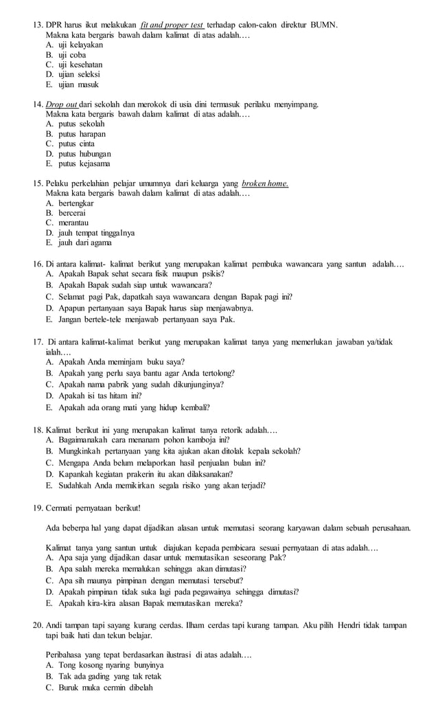 Soal bahasa indonesia smk | PDF