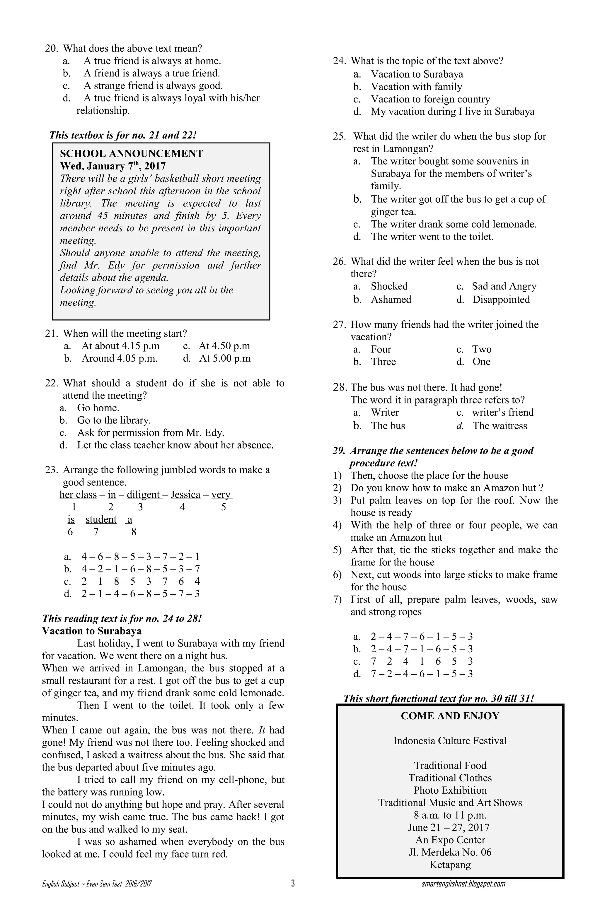Soal Bahasa Inggris Genap VIII | DOC