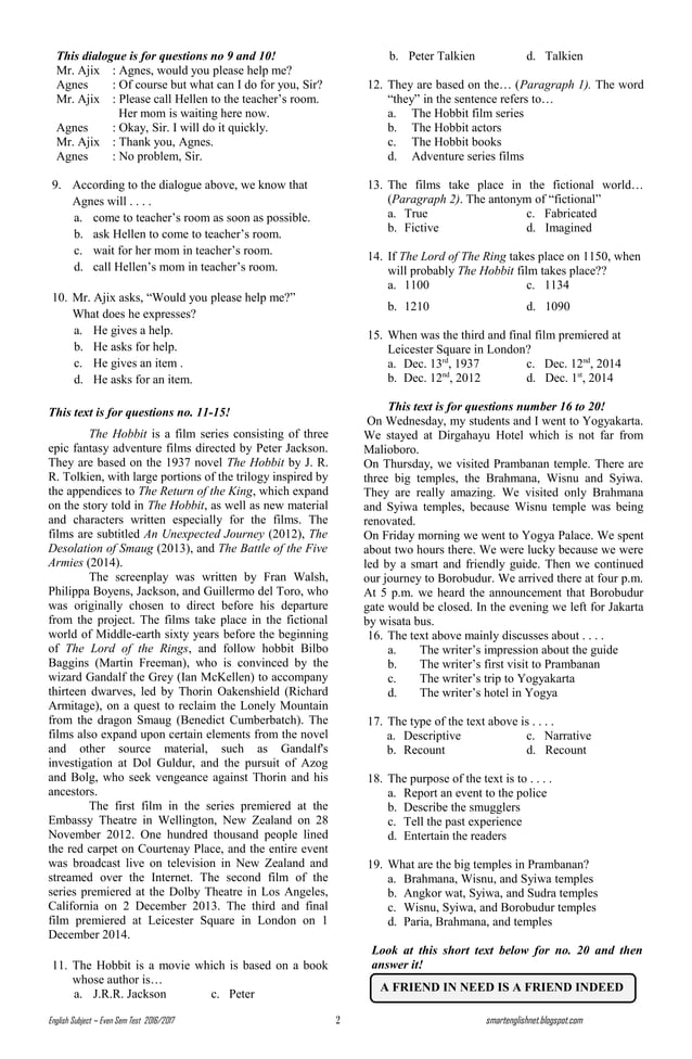 Soal Bahasa Inggris Genap VIII | DOC | First Aid | Injuries