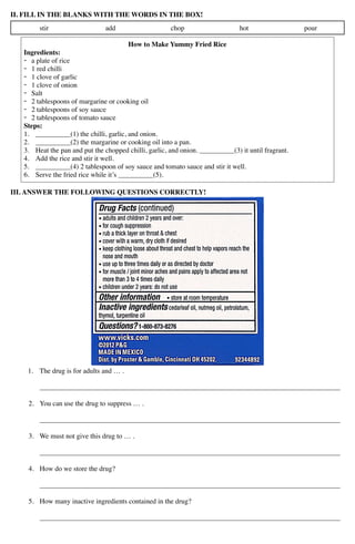 Soal Bahasa Inggris Label, Procedure Text | PDF