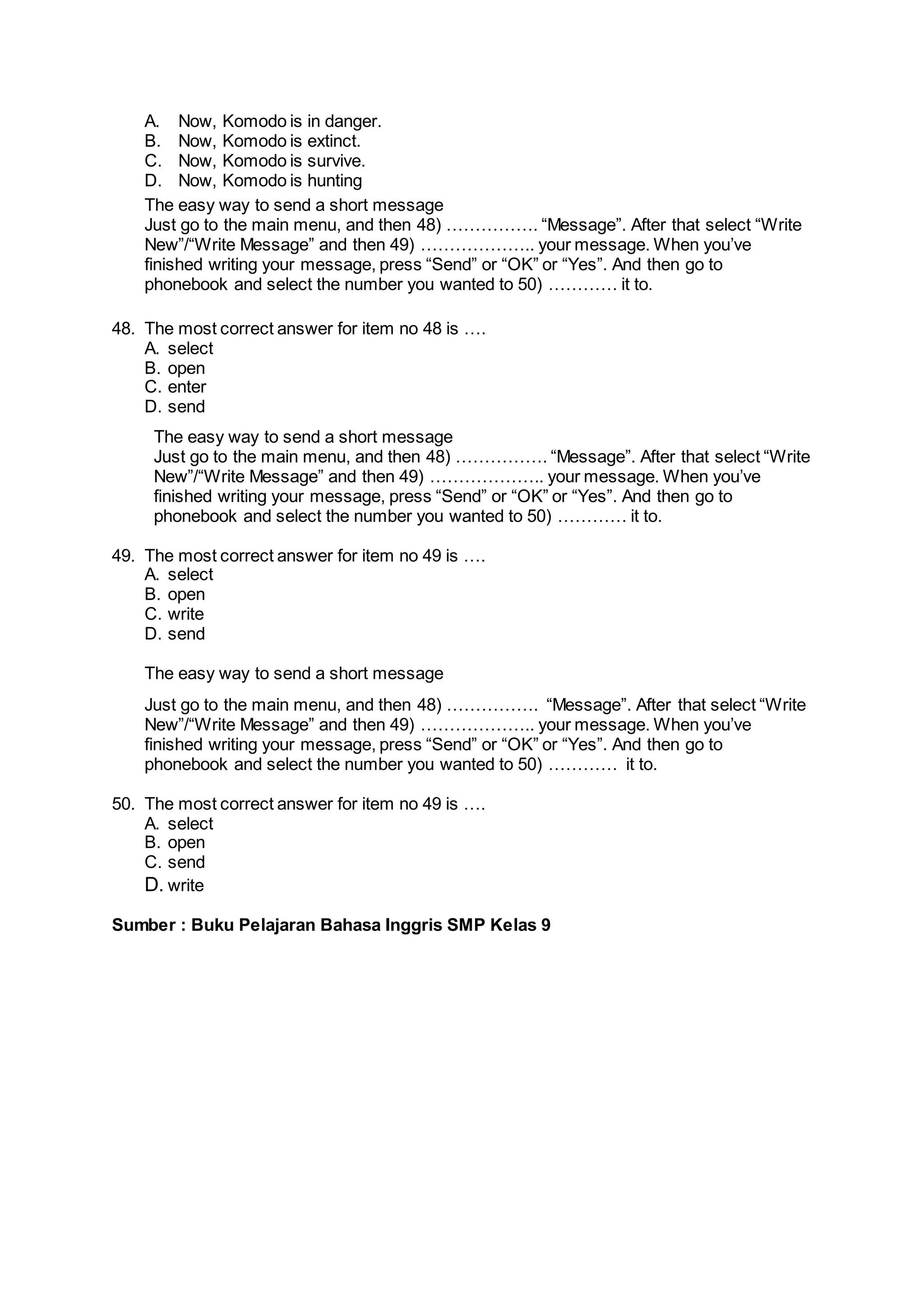 Soal bahasa inggris smp kelas 9 semester ganjil | DOCX | Hinduism | Religion & Spirituality