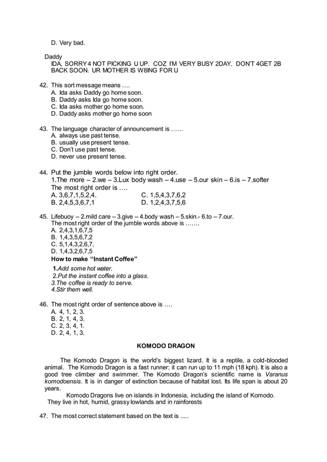 Soal bahasa inggris smp kelas 9 semester ganjil | DOCX | Hinduism | Religion & Spirituality