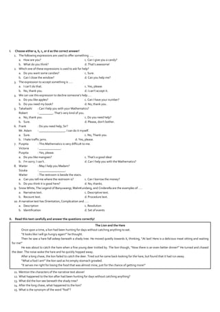 Soal Bahasa Inggris SMP MTs - Narrative Text and Certainty | PDF