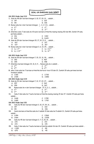 Soal barisan dan deret smpn 1 moyo utara sumbawa ntb | PDF