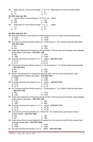 Soal barisan dan deret smpn 1 moyo utara sumbawa ntb | PDF