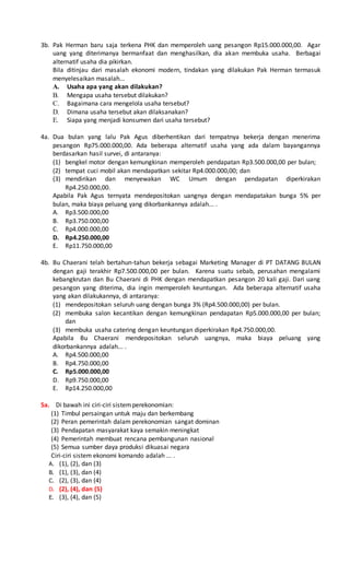 Soal bedah kisi kisi 2014 (ekonomi) | PDF