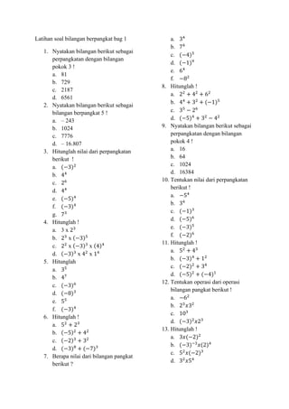 Soal bilangan berpangkat bagian 1 | PDF