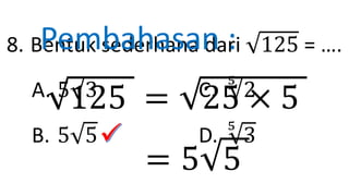 SOAL BILANGAN BERPANGKAT PECAHAN DAN BENTUK AKAR EDIT.pptx