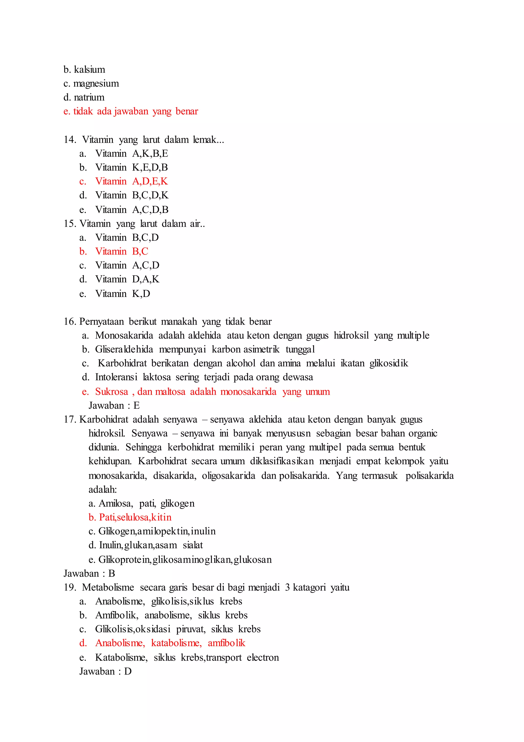 Soal biokimia | DOCX