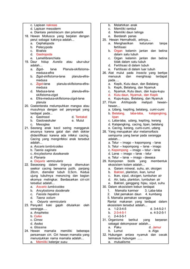 Soal biologi kelas 10 | DOCX