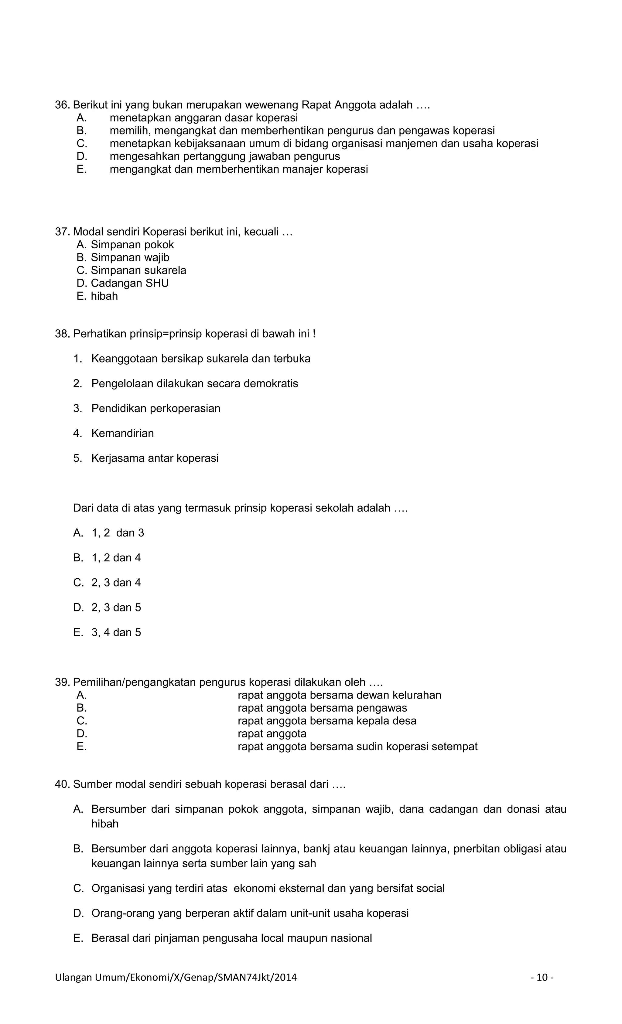 Soal Pat Ekonomi B Pdf