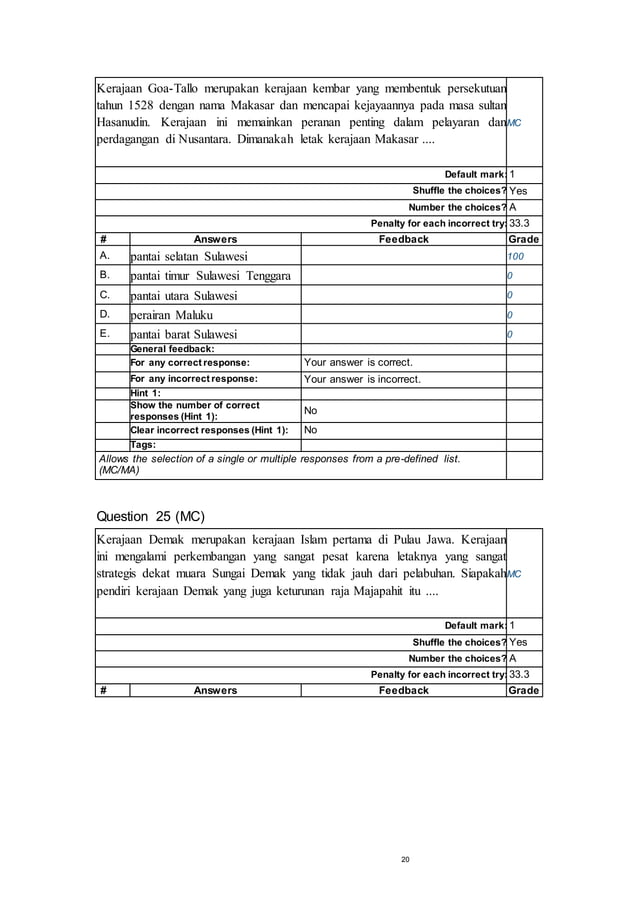 Soal cbt sejarah try out 17 | PDF
