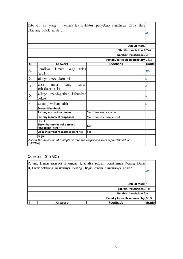 Soal cbt sejarah try out 17 | PDF