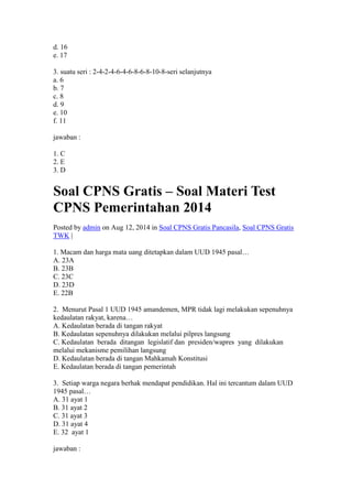 Soal cpns gratis | PDF