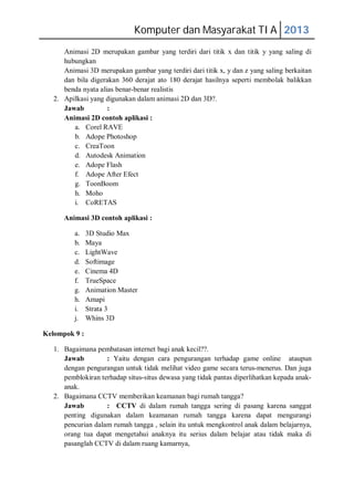 Soal dan jawaban kuis komputer dan masyarakat | PDF