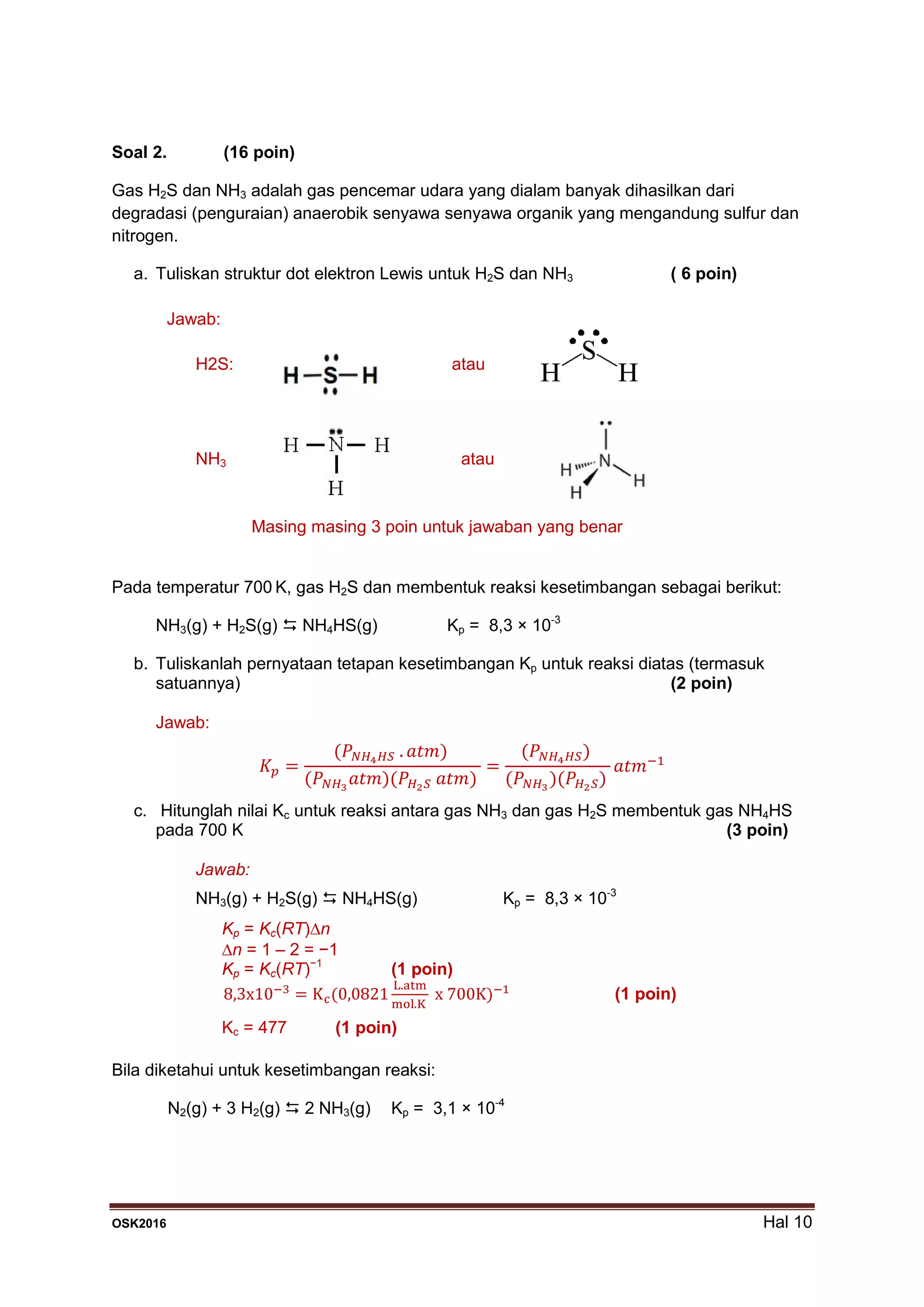Soal dan kunci jawaban osk kimia 2016 | PDF