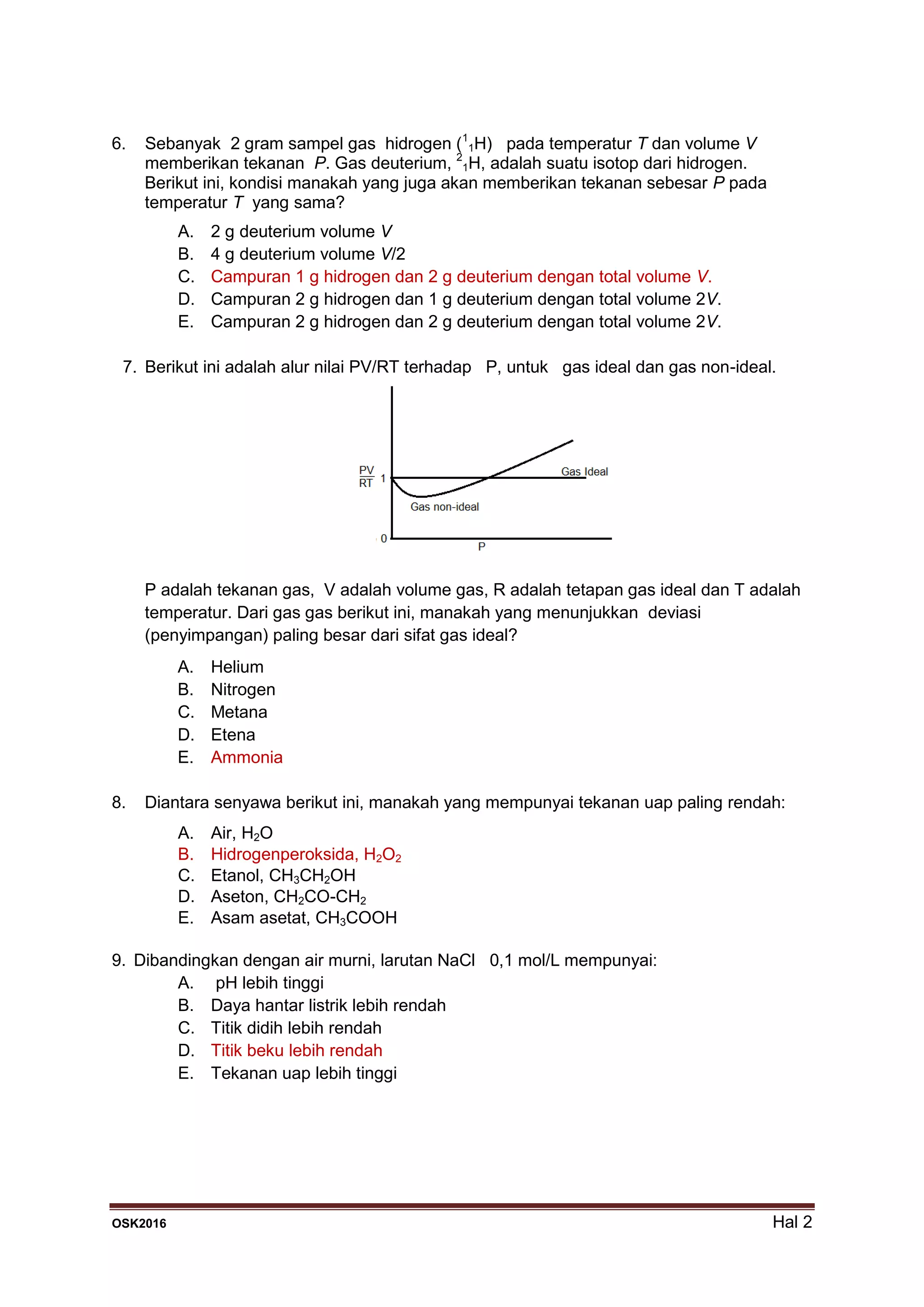 Soal dan kunci jawaban osk kimia 2016 | PDF