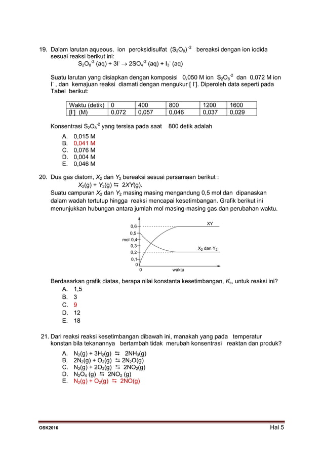 Soal dan kunci jawaban osk kimia 2016 | PDF