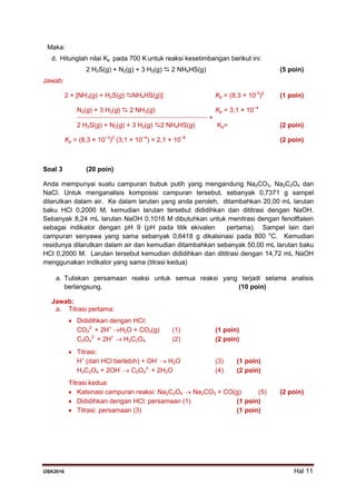 Soal dan kunci jawaban osk kimia 2016 | PDF