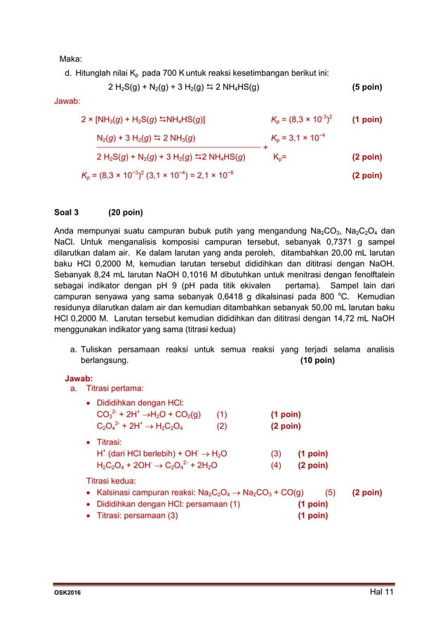Soal dan kunci jawaban osk kimia 2016 | PDF