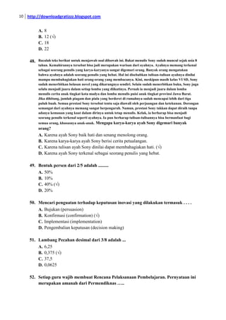 Soal dan kunci latihan ukg guru kelas sd | PDF