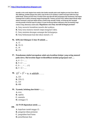 Soal dan kunci latihan ukg guru kelas sd | PDF