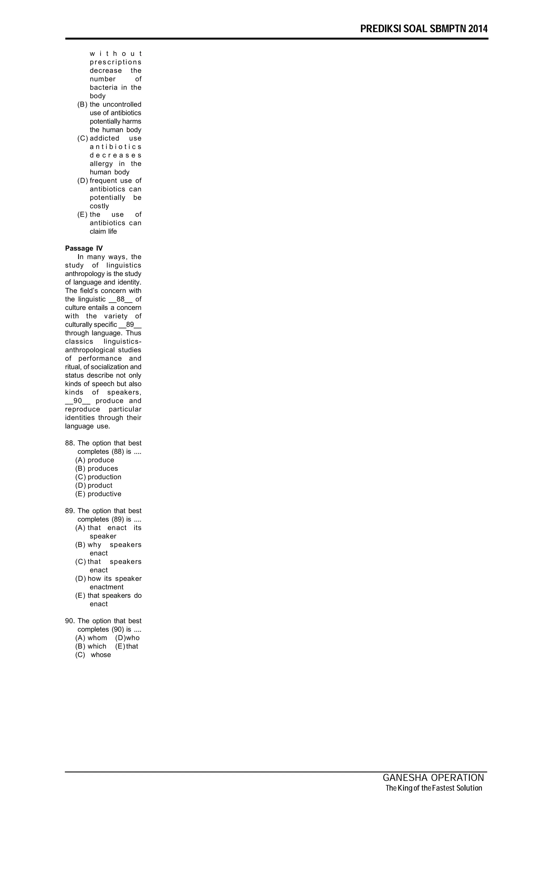 Soal dan kunci try out 2014 kompas | PDF