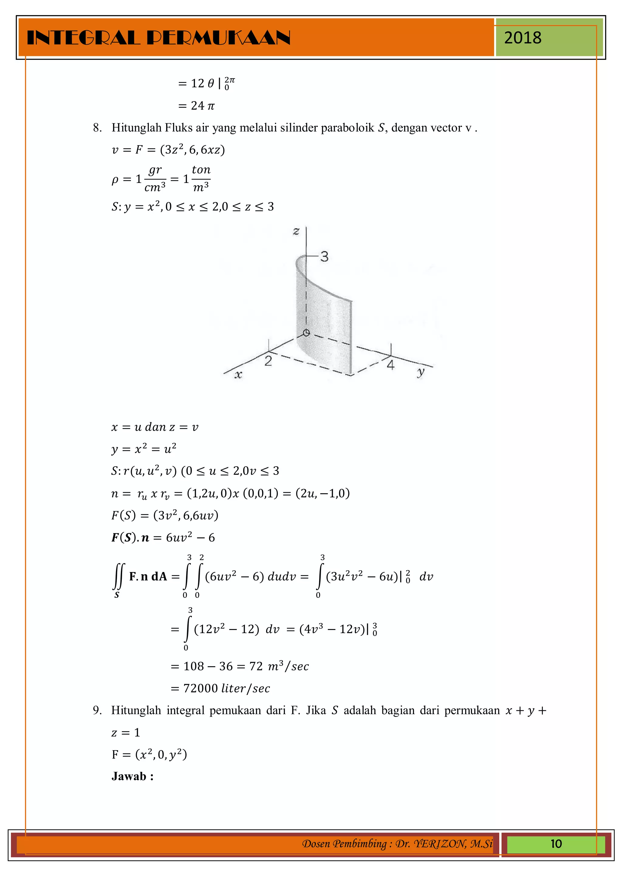 Soal dan pembahasan integral permukaan | PDF