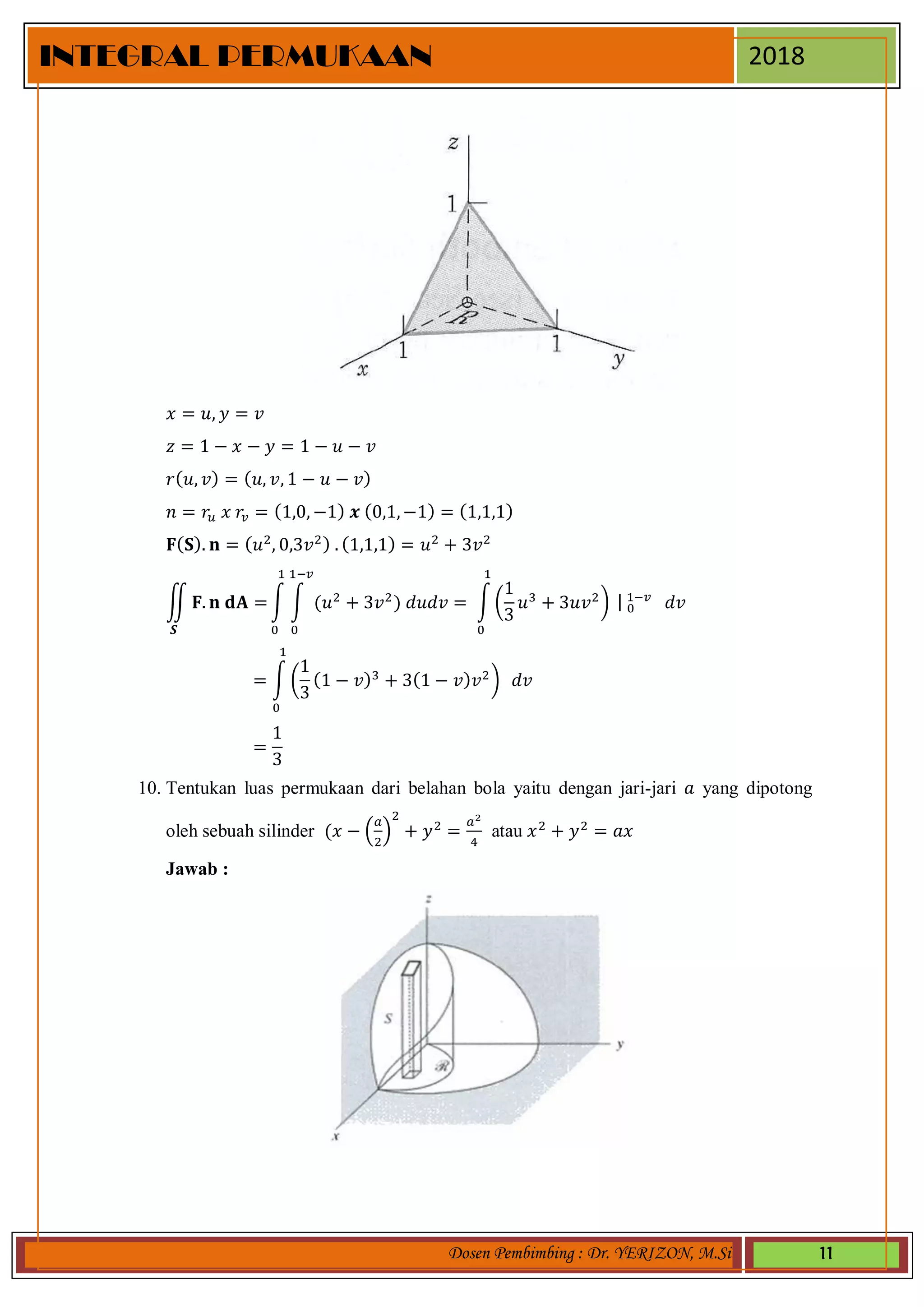 Soal dan pembahasan integral permukaan | PDF