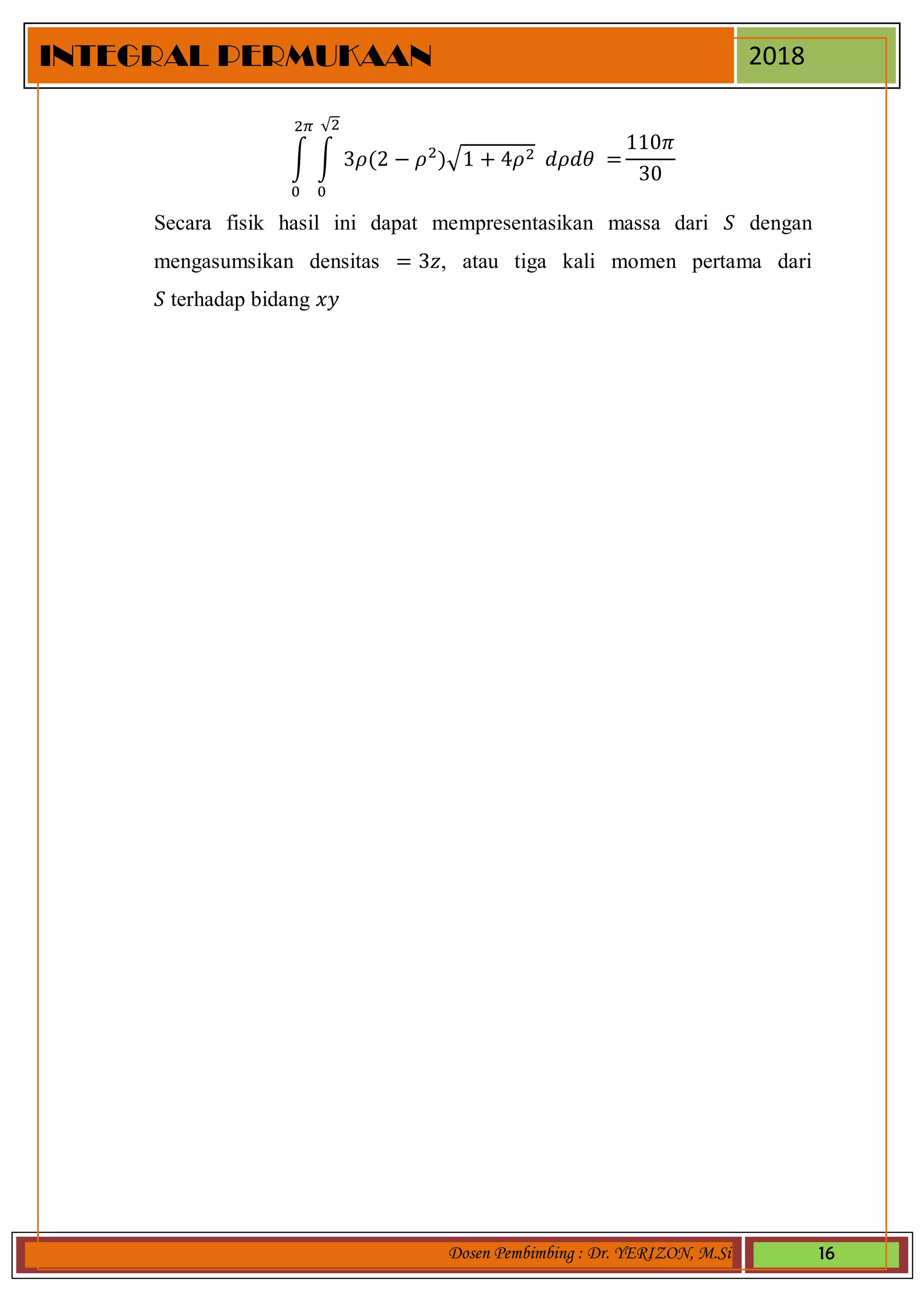 Soal dan pembahasan integral permukaan | PDF