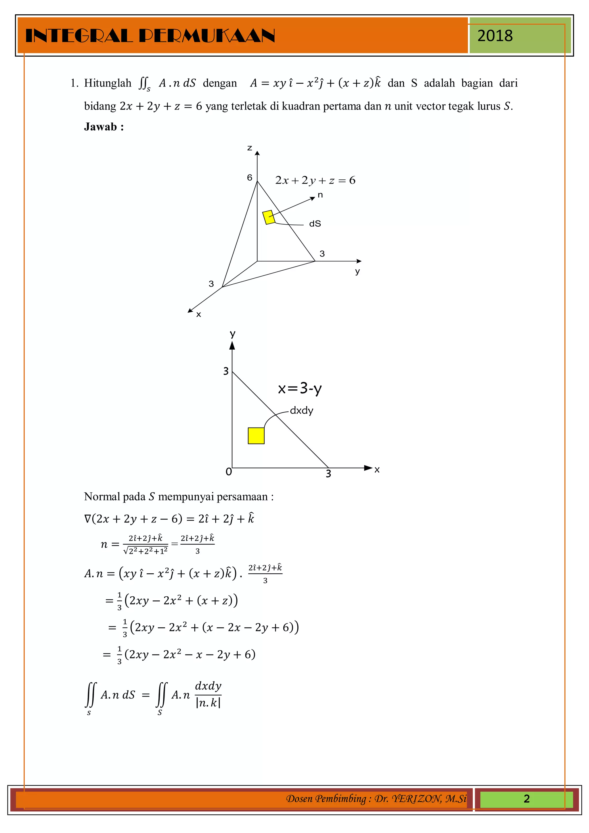 Soal dan pembahasan integral permukaan | PDF