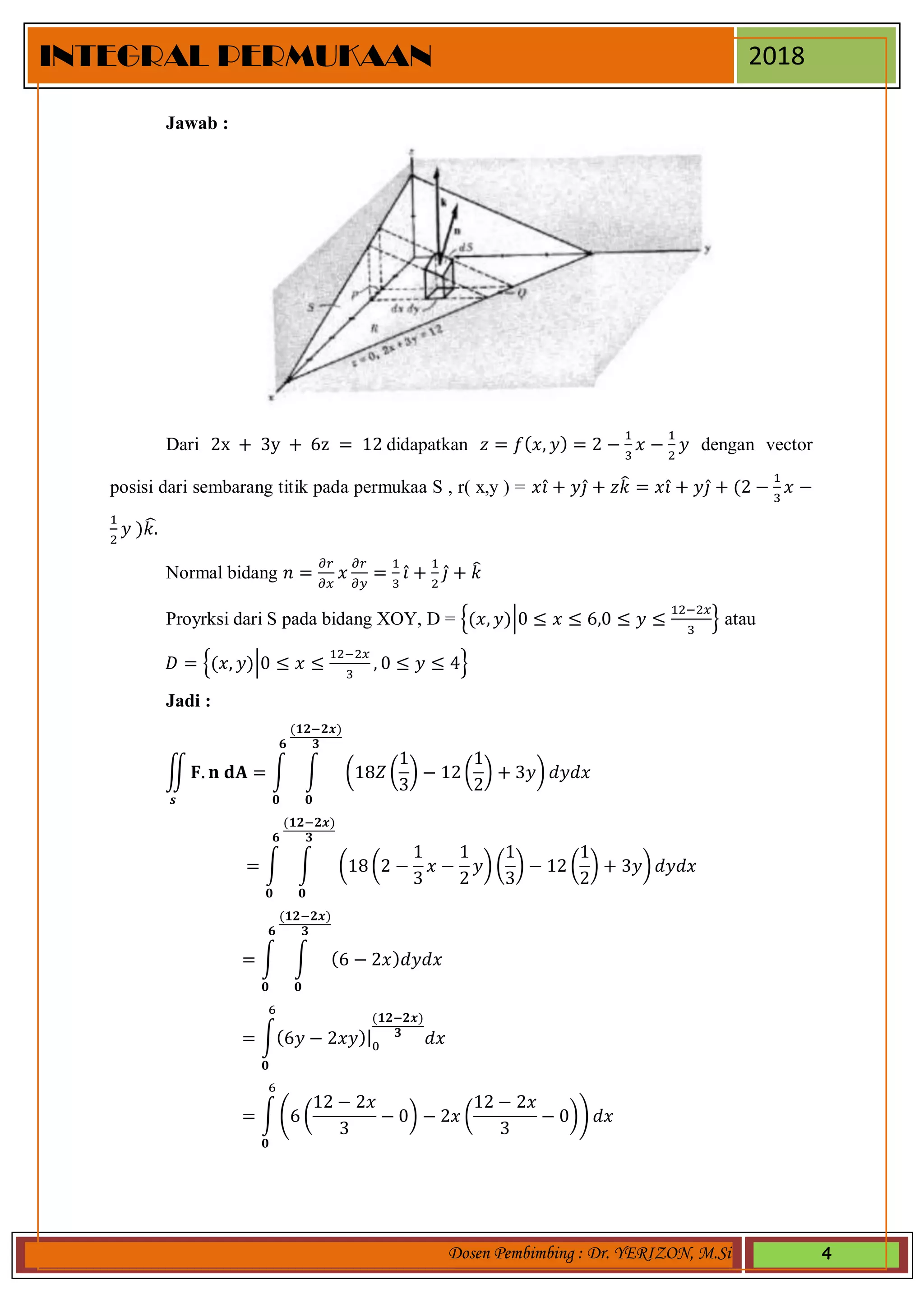 Soal dan pembahasan integral permukaan | PDF
