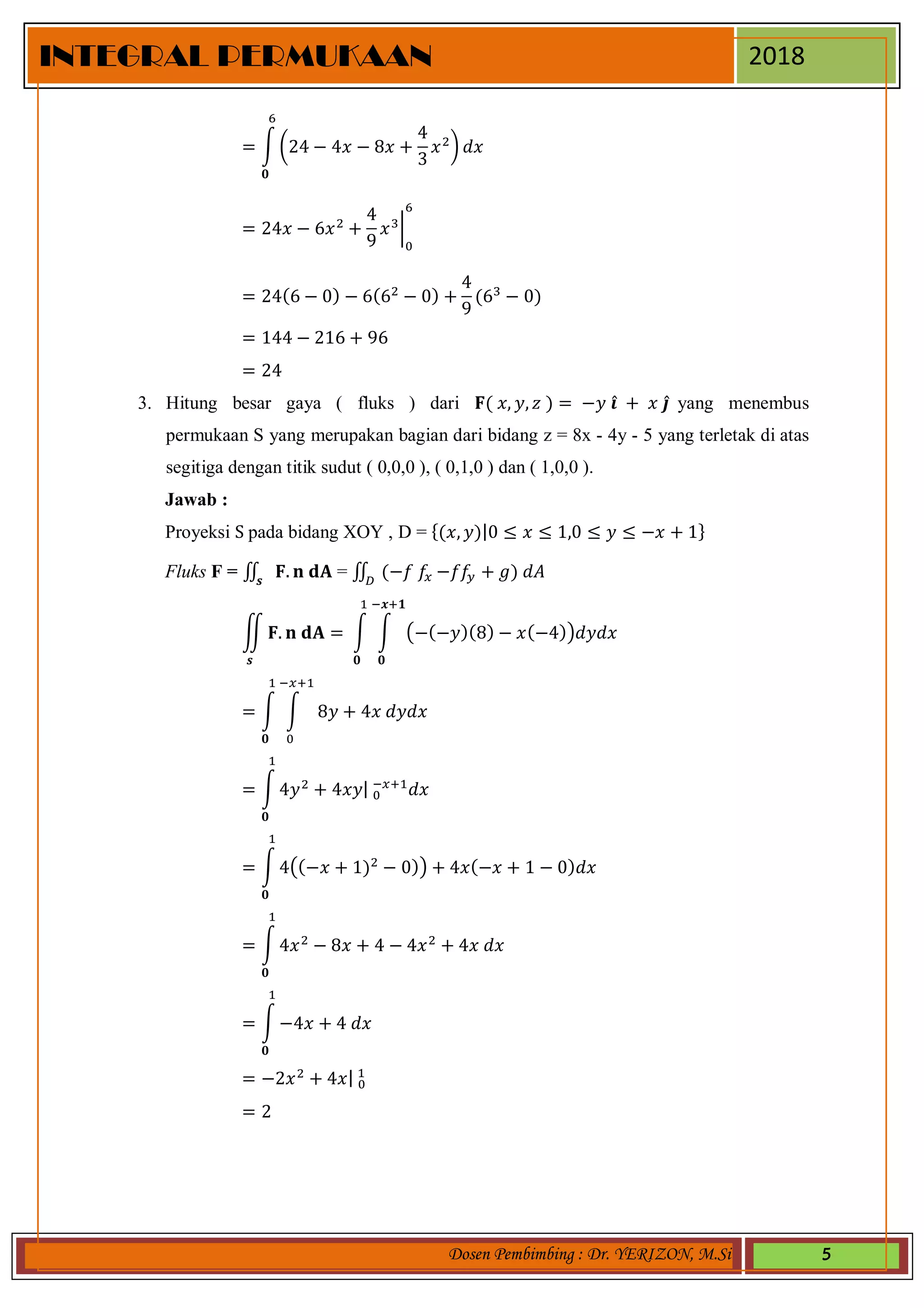 Soal dan pembahasan integral permukaan | PDF