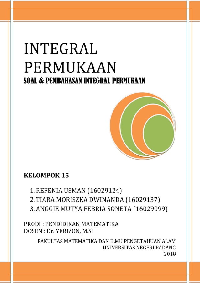 Soal dan pembahasan integral permukaan | PDF