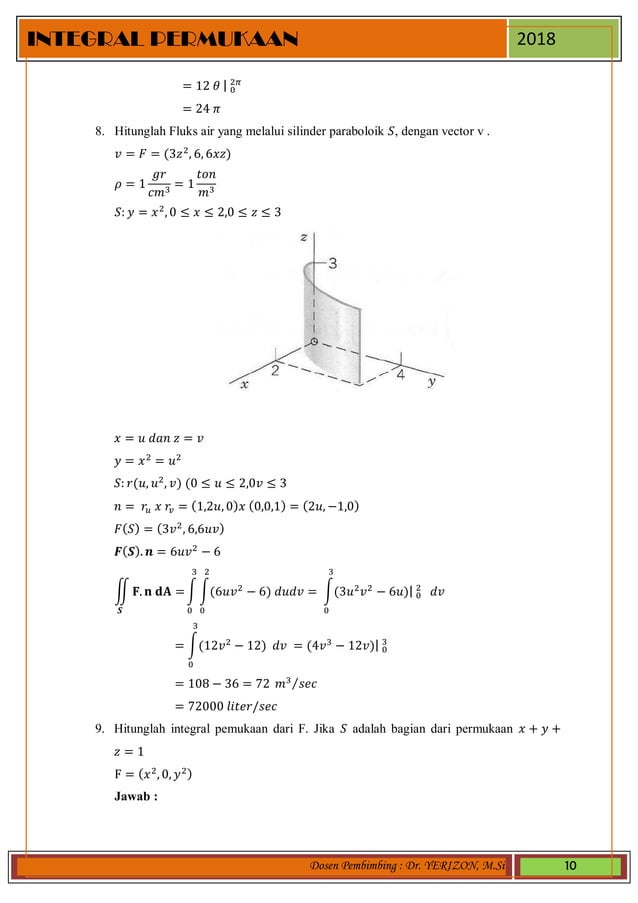 Soal dan pembahasan integral permukaan | PDF