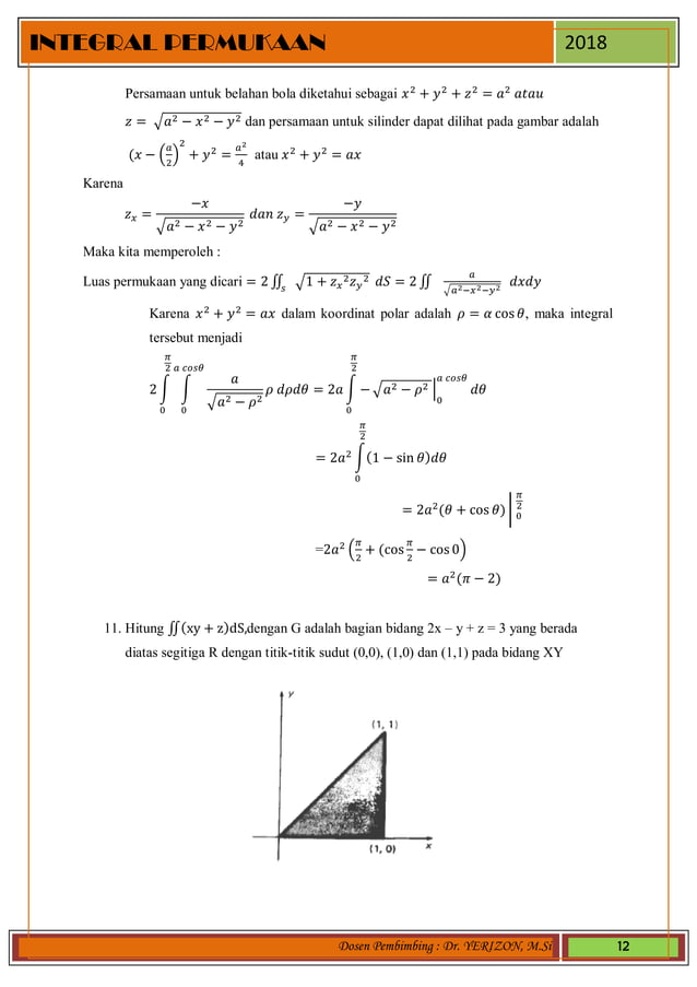 Soal dan pembahasan integral permukaan | PDF