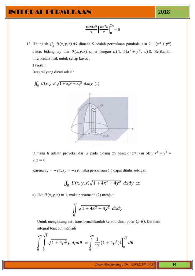 Soal dan pembahasan integral permukaan | PDF