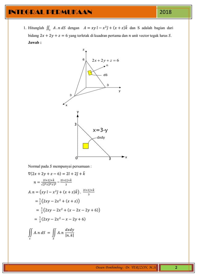 Soal dan pembahasan integral permukaan | PDF