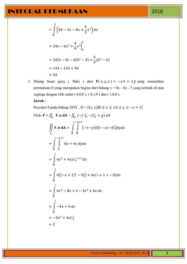 Soal dan pembahasan integral permukaan | PDF