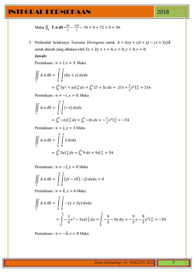 Soal dan pembahasan integral permukaan | PDF