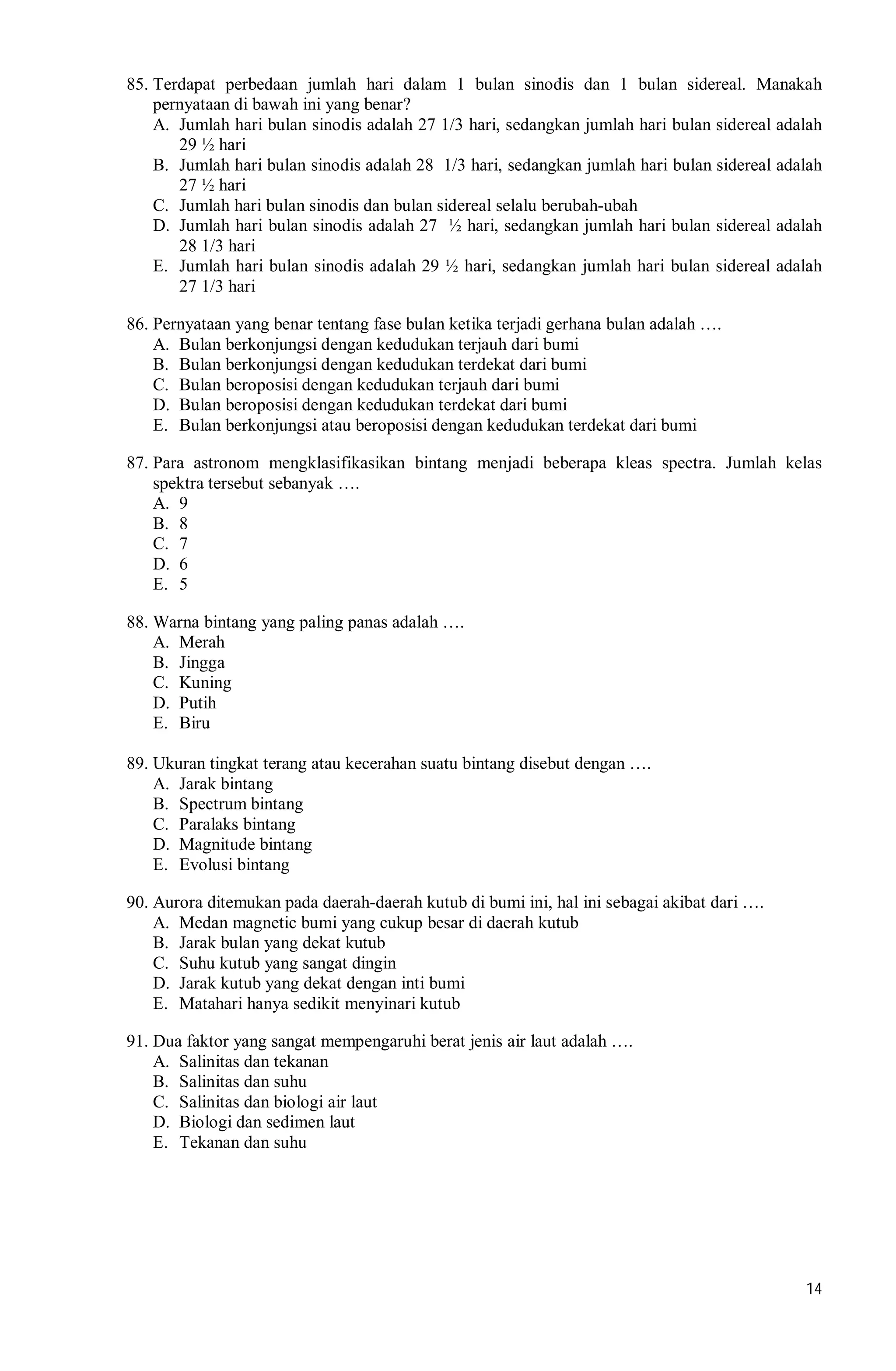 Soal dan Pembahasan OSK Kebumian 2010 | PDF