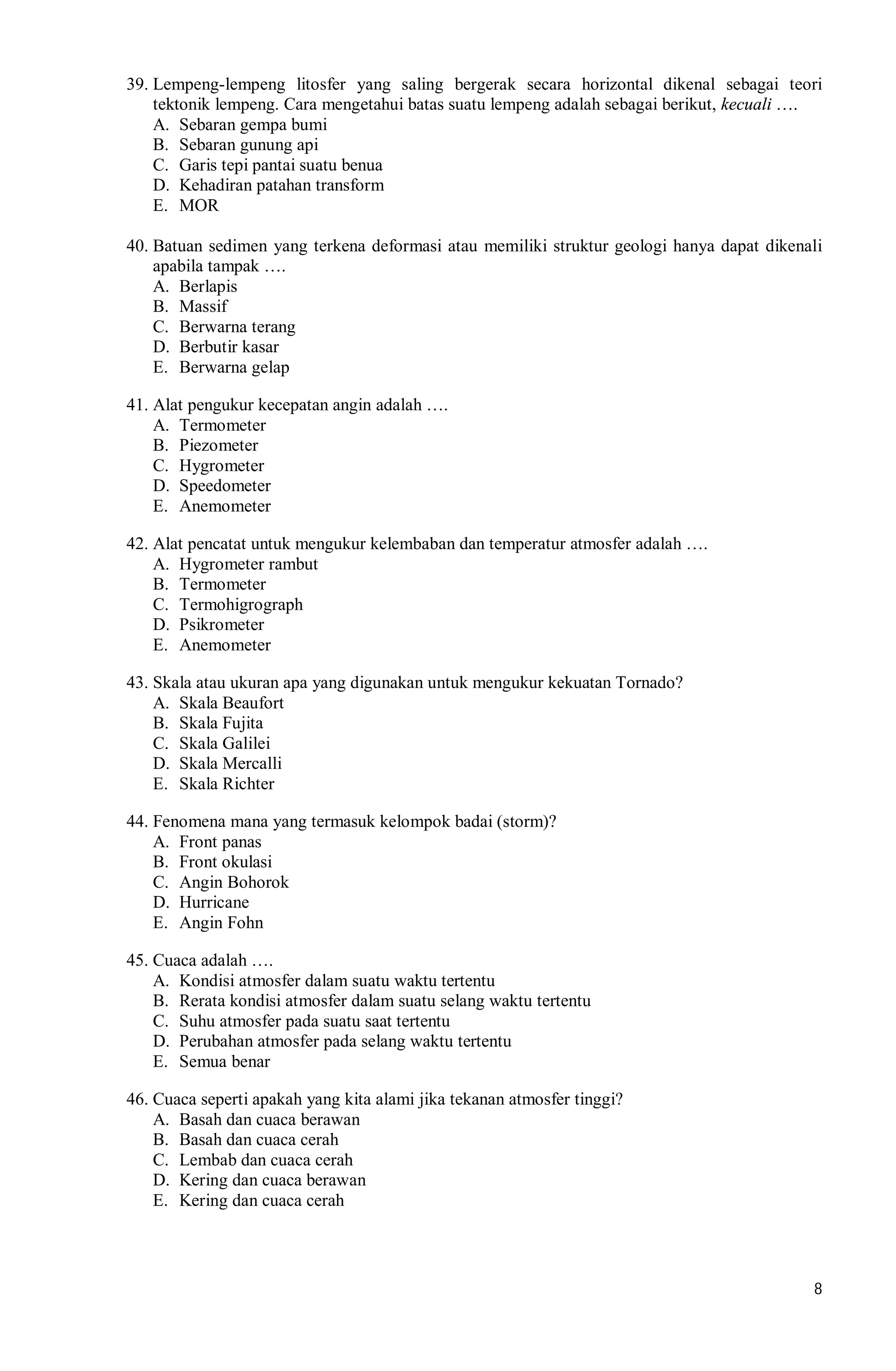 Soal dan Pembahasan OSK Kebumian 2010 | PDF