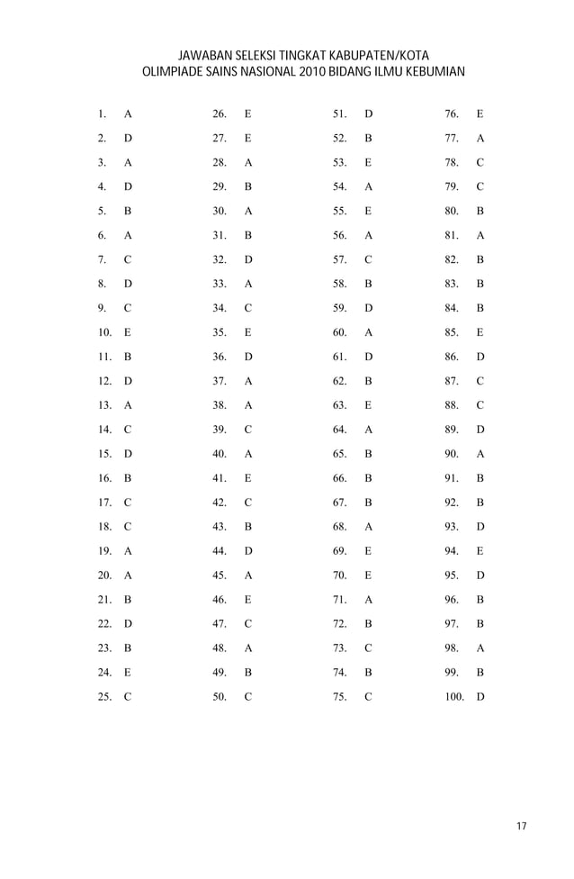 Soal dan Pembahasan OSK Kebumian 2011 | PDF
