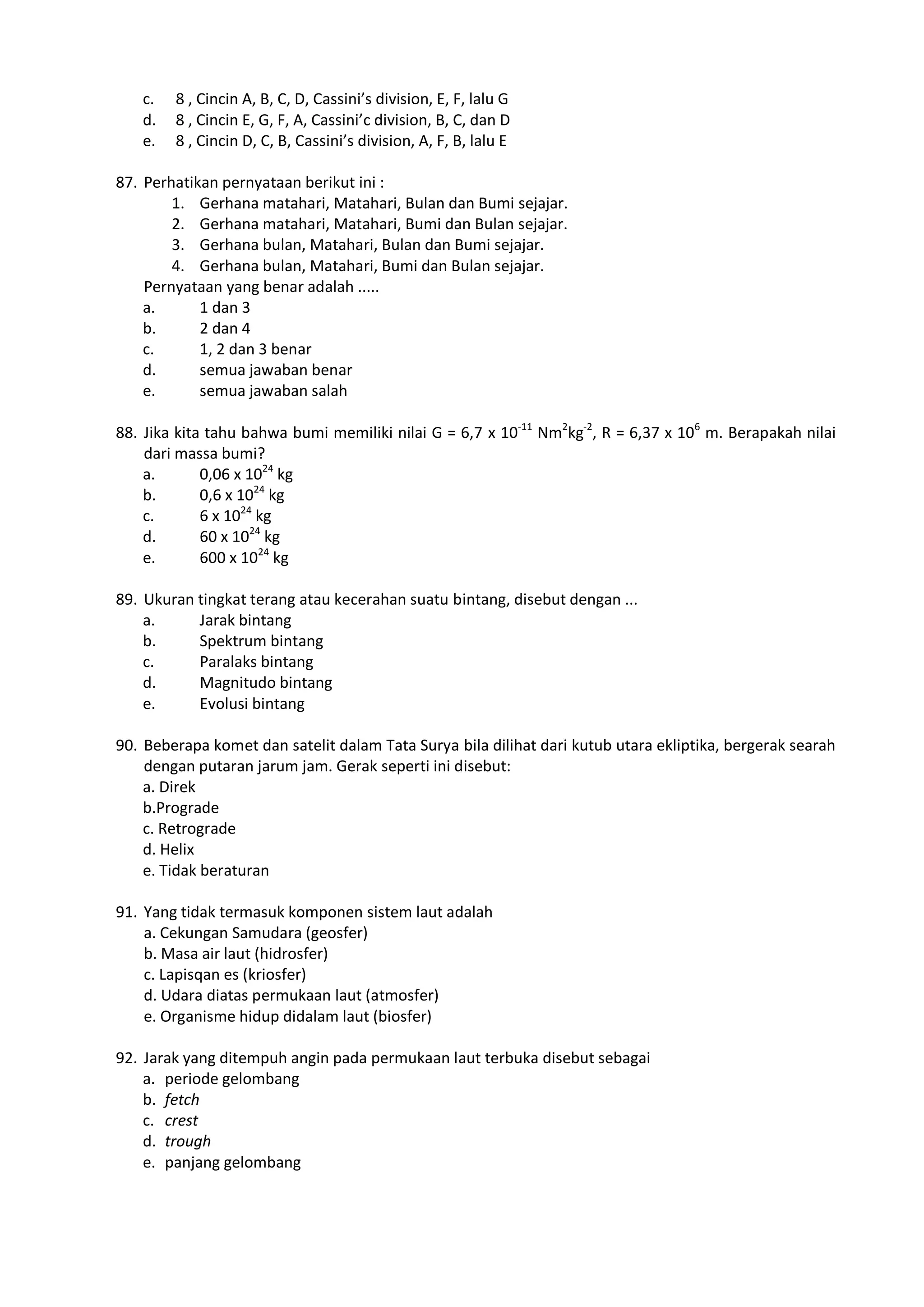 Soal dan Pembahasan OSK Kebumian 2012 | PDF