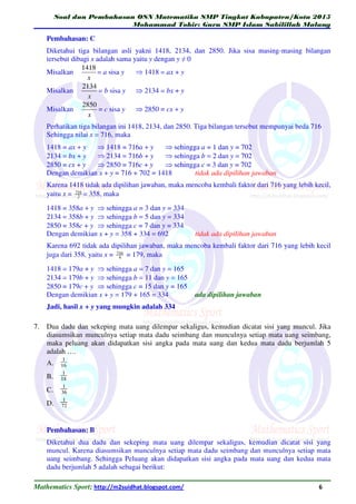 Soal dan pembahasan osn matematika smp tingkat kota 2015 [bagian a] (m2suidhat.blogspot.com) | PDF