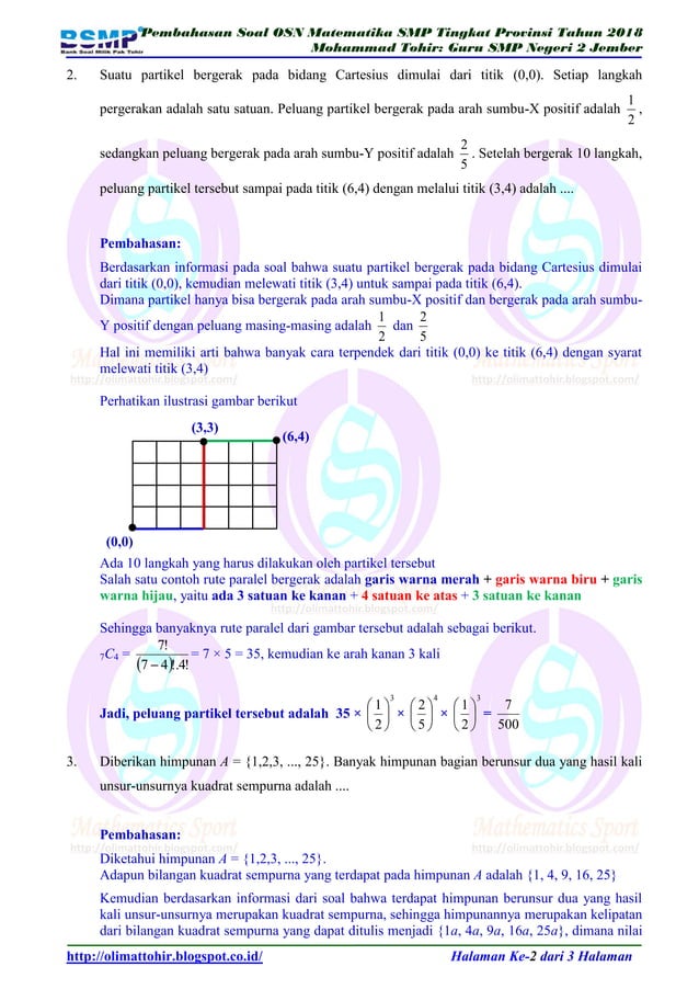 Soal dan Pembahasan OSN Matematika SMP Tingkat Provinsi 2018 | PDF