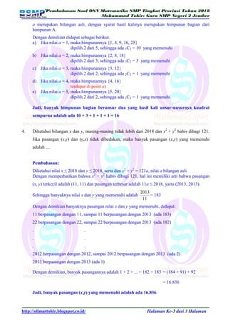 Soal dan Pembahasan OSN Matematika SMP Tingkat Provinsi 2018 | PDF